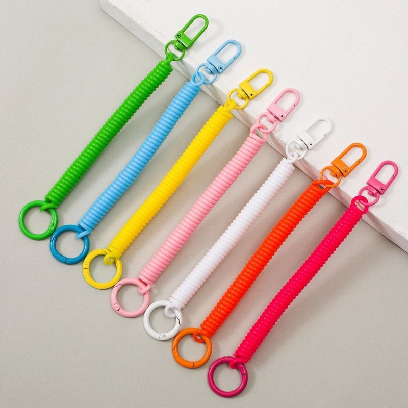 Retractable Coil Keychain Anti Theft Design Safety Cord with Metal Ring ...