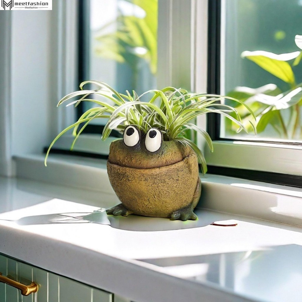 Creative Frog Flower Pot Home Planters Modern Style Frog Home Resin ...