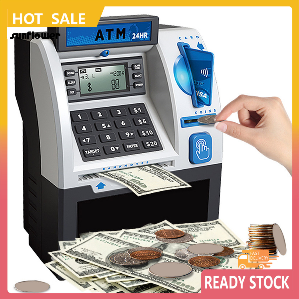 SF_ Educational Atm Toy Atm Machine with Card Kids Atm Piggy Bank Toy ...