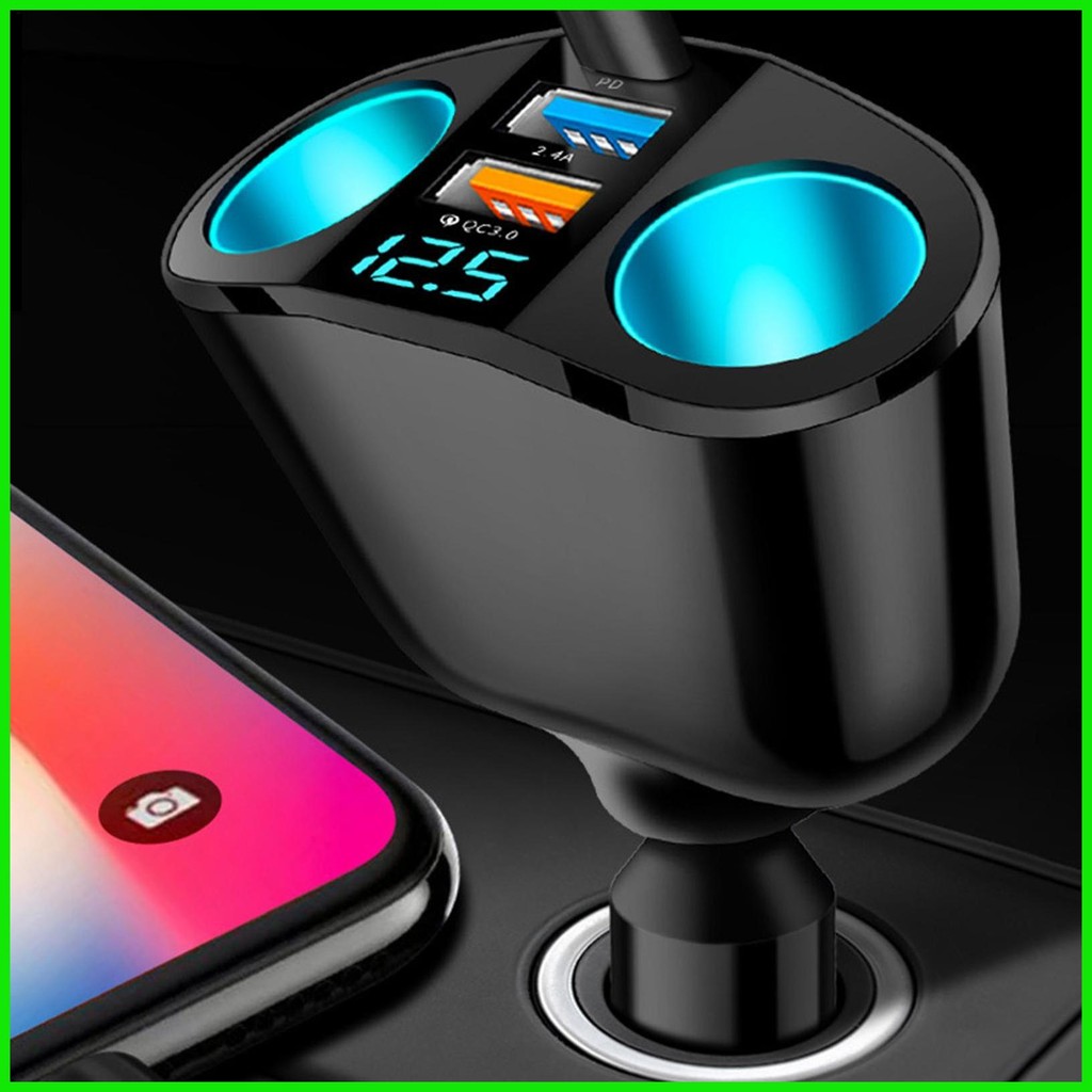 Car Splitter Adapter Car Splitter Adapter with Type-C & Double USB ...