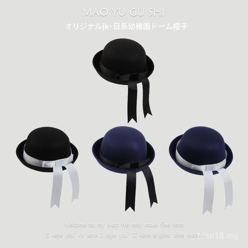 Jk Uniform Hat Japanese Style Top Hat All-Match Woolen Small Round Hat ...