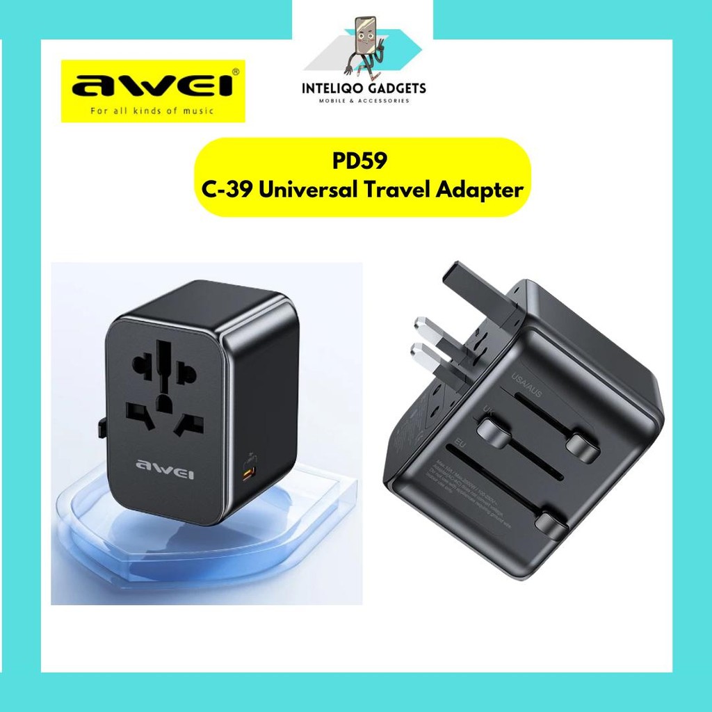 Awei C-39 Universal Travel Adapter Fast Charging Global Travel Plug ...