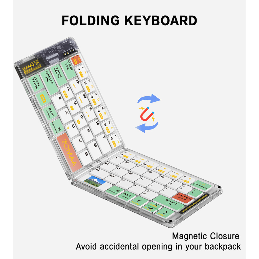 Foldable Bluetooth Keyboard Folding Transparent Keyboard with Mouse ...