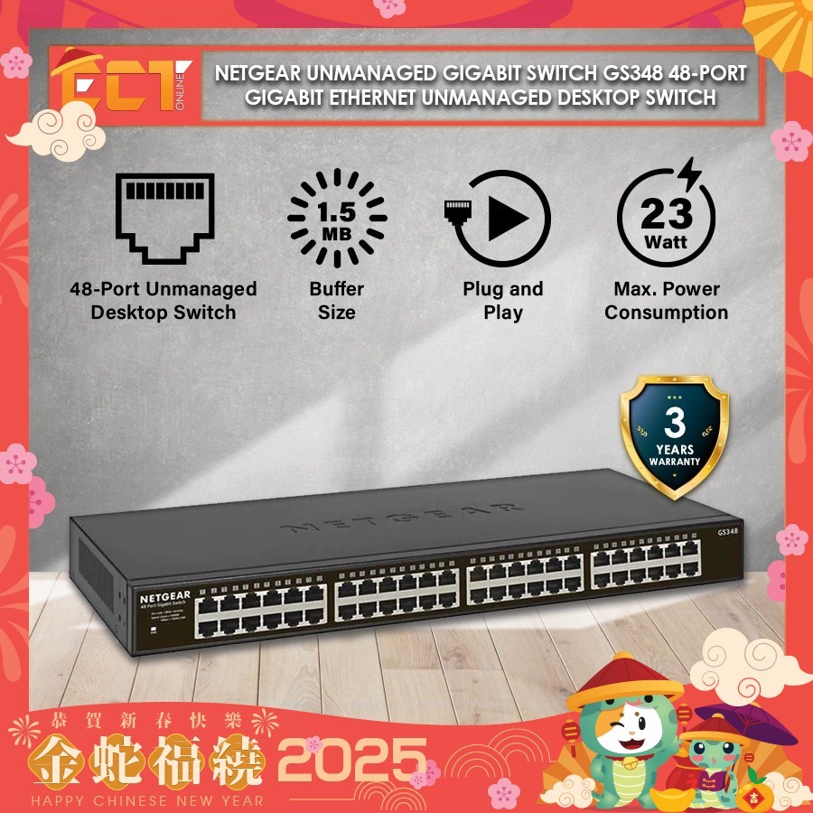 Netgear Unmanaged Gigabit Switch GS348 48-Port Gigabit Ethernet ...