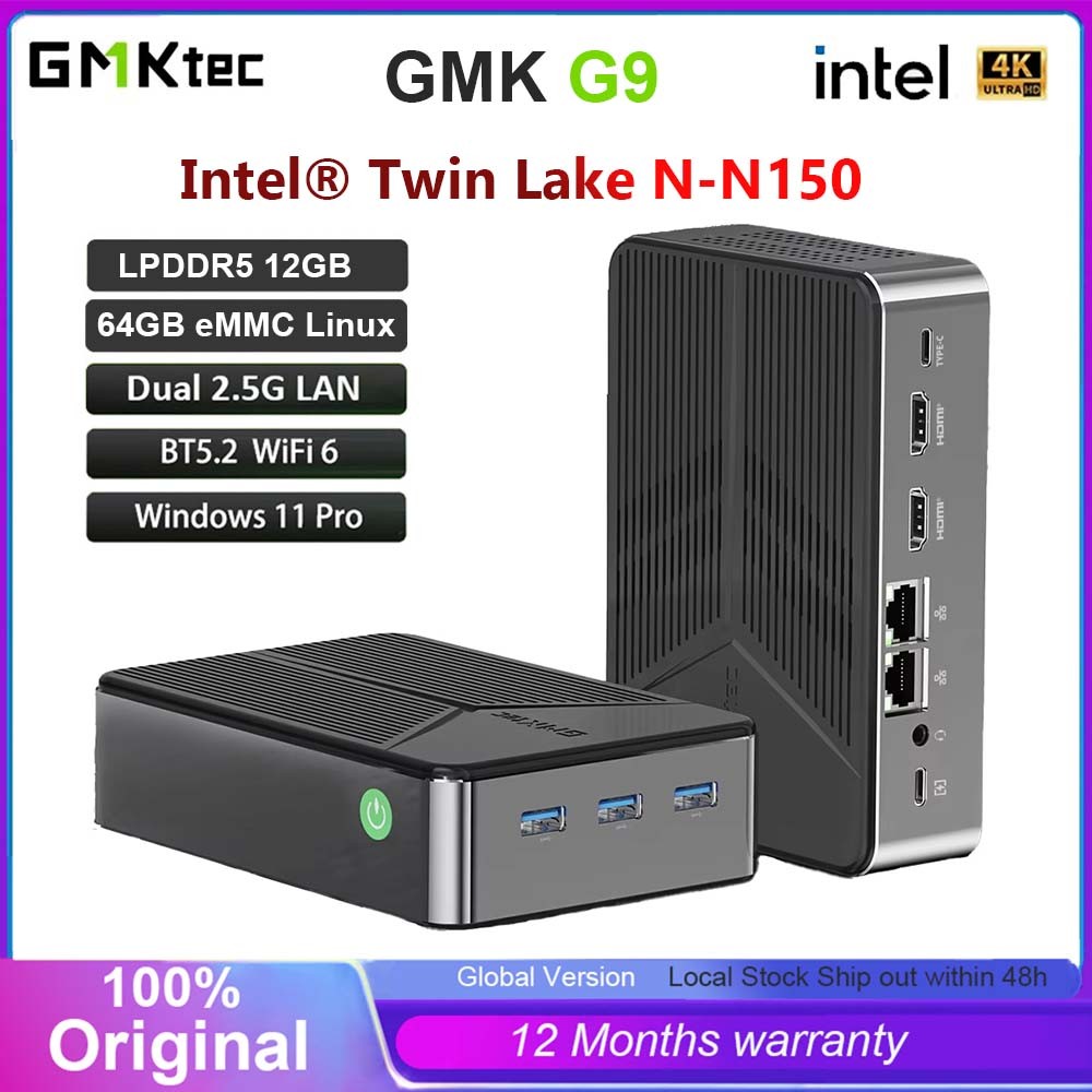 GMKtec Mini PC NAS G9 Intel N150 12GB DDR5 64GB EMMC + 2TB M.2 SSD Dual ...