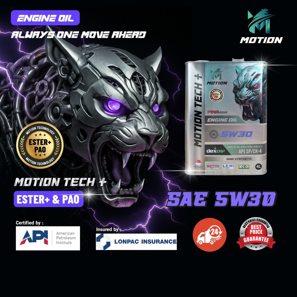 MOTION Ester PAO API SP Formulated Semi-Synthetic Engine Oil (5W30/4L ...