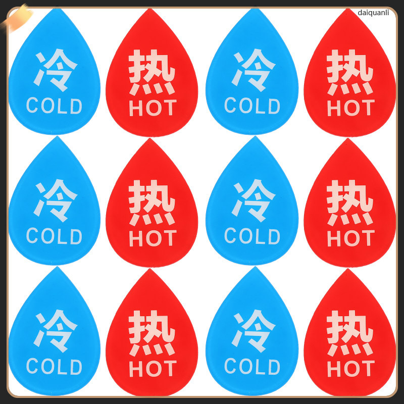 12 Pcs Sign Flush Adhesive Hot and Cold Labels for Hotel Stickers ...