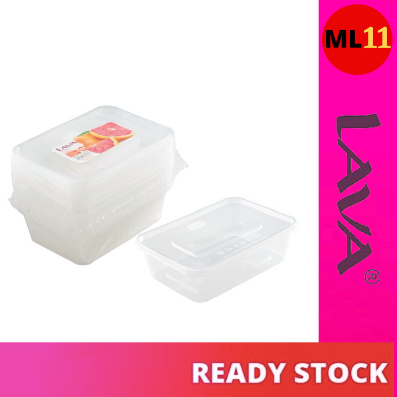 (10 PCS) LAVA Rectangular Disposable Plastic Food Container / Kotak ...