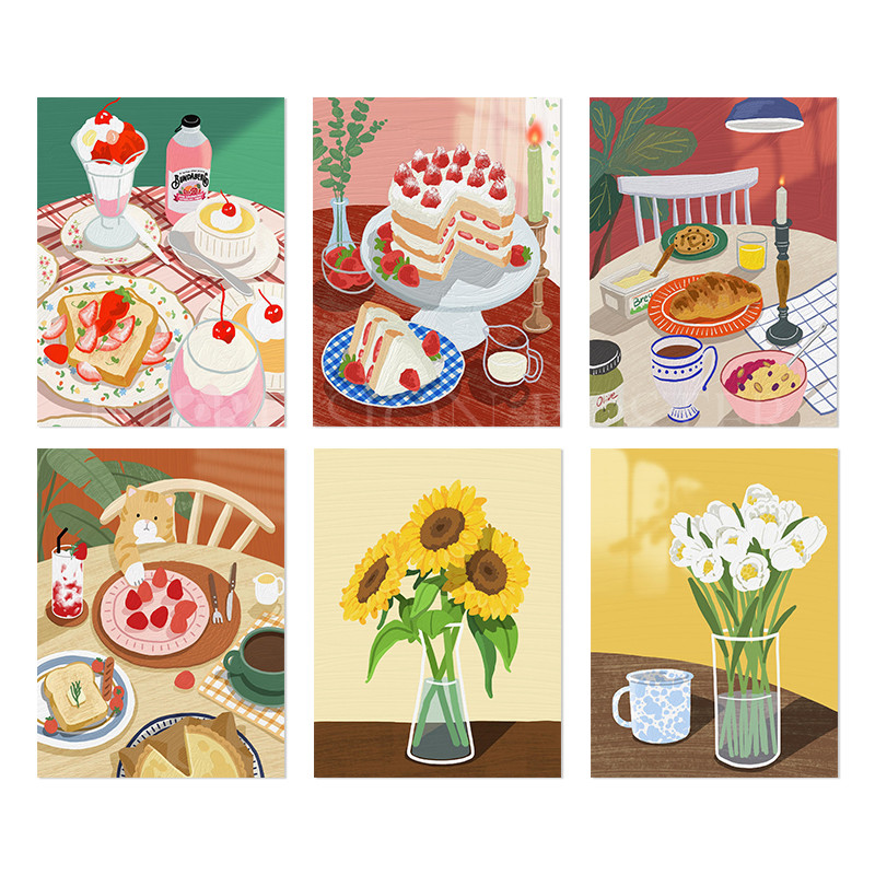 Sunflower Flower Floral Sweet Cake Dessert Decorative Canvas Painting ...