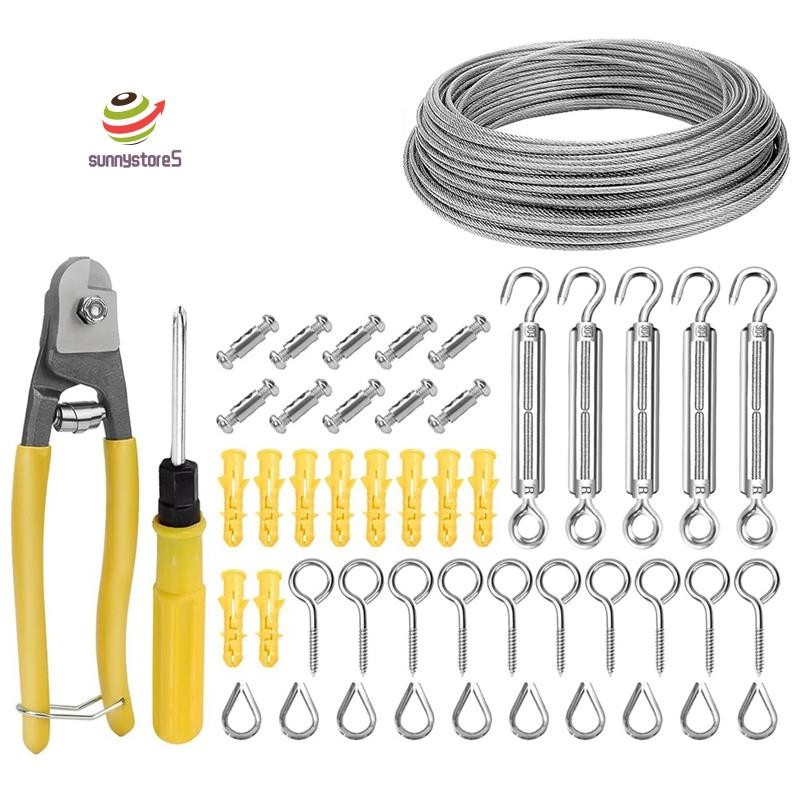1Set 1/16In Wire Rope Kit M5 Turnbuckle Wire Tensioner Kit Stainless ...