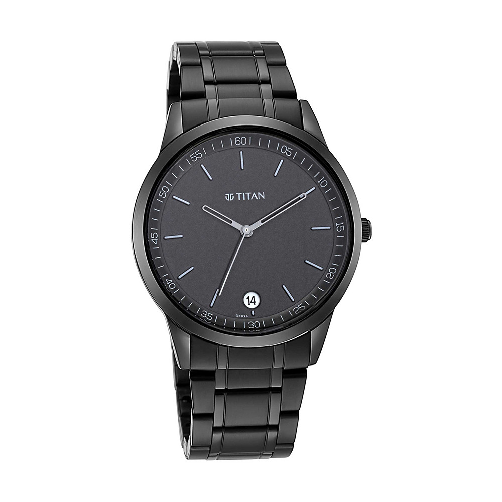Titan Men's Timeless 1806NM01 Black Dial Metal Strap Men's Watch ...
