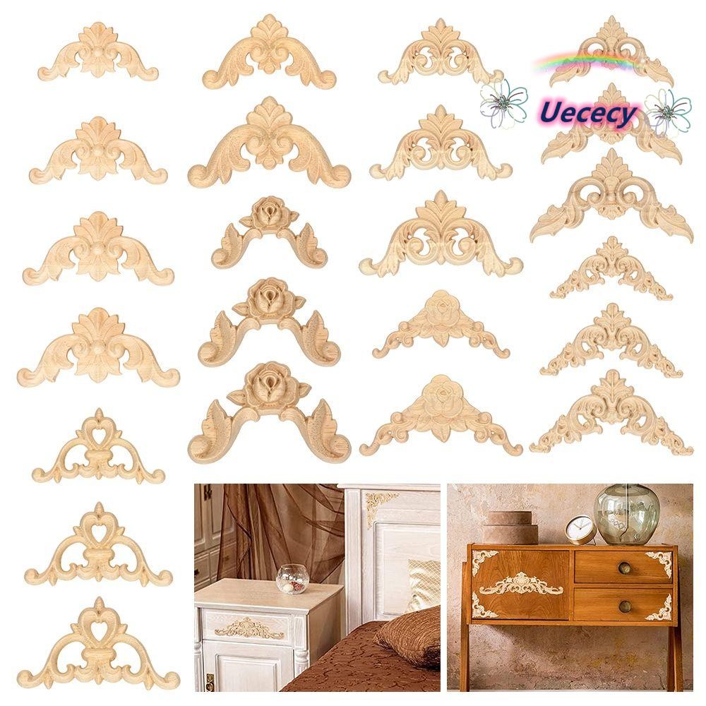 UECECY Corner Flower European Decals Wood Carving Corner Flower ...