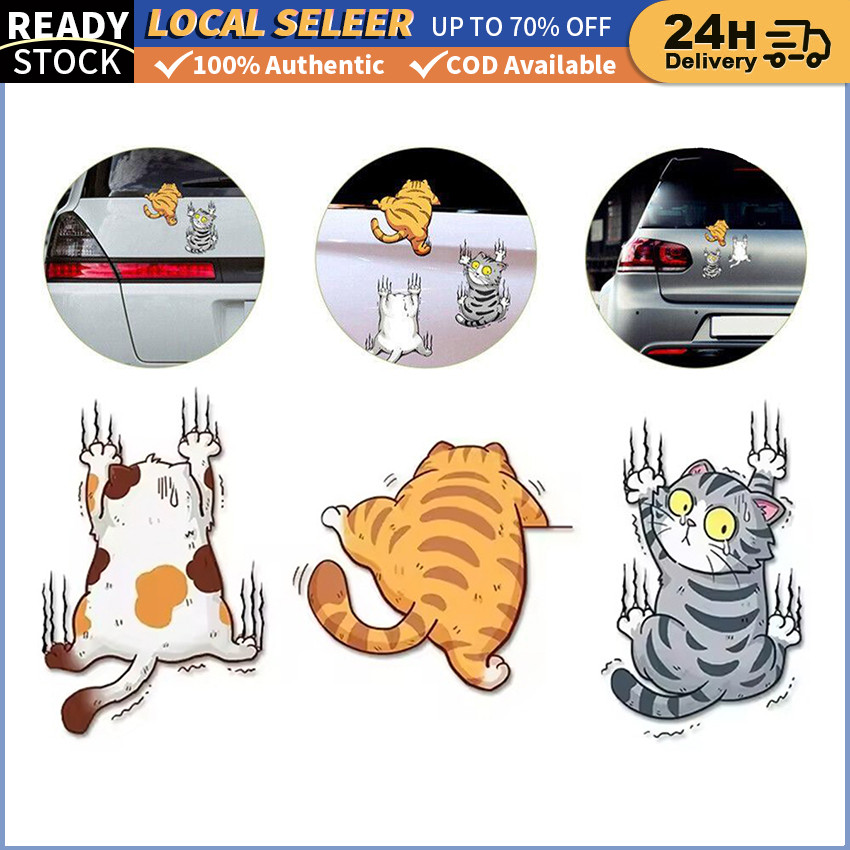 Funny PVC Cat Scratch Cover Car Decals Waterproof Car Window Body ...