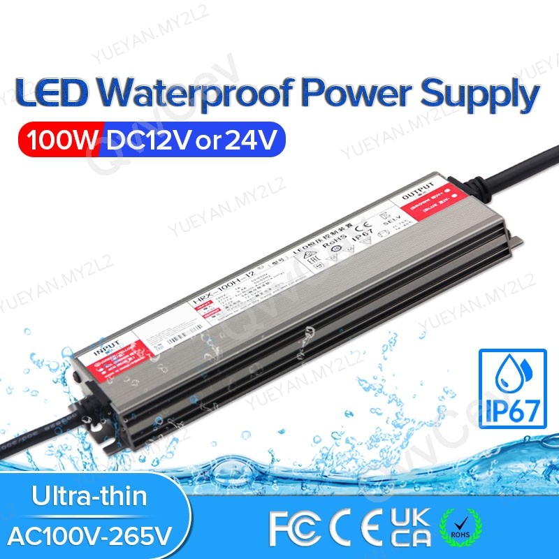 100W LED Driver DC12V DC24V IP67 Waterproof Lighting Transformers for ...