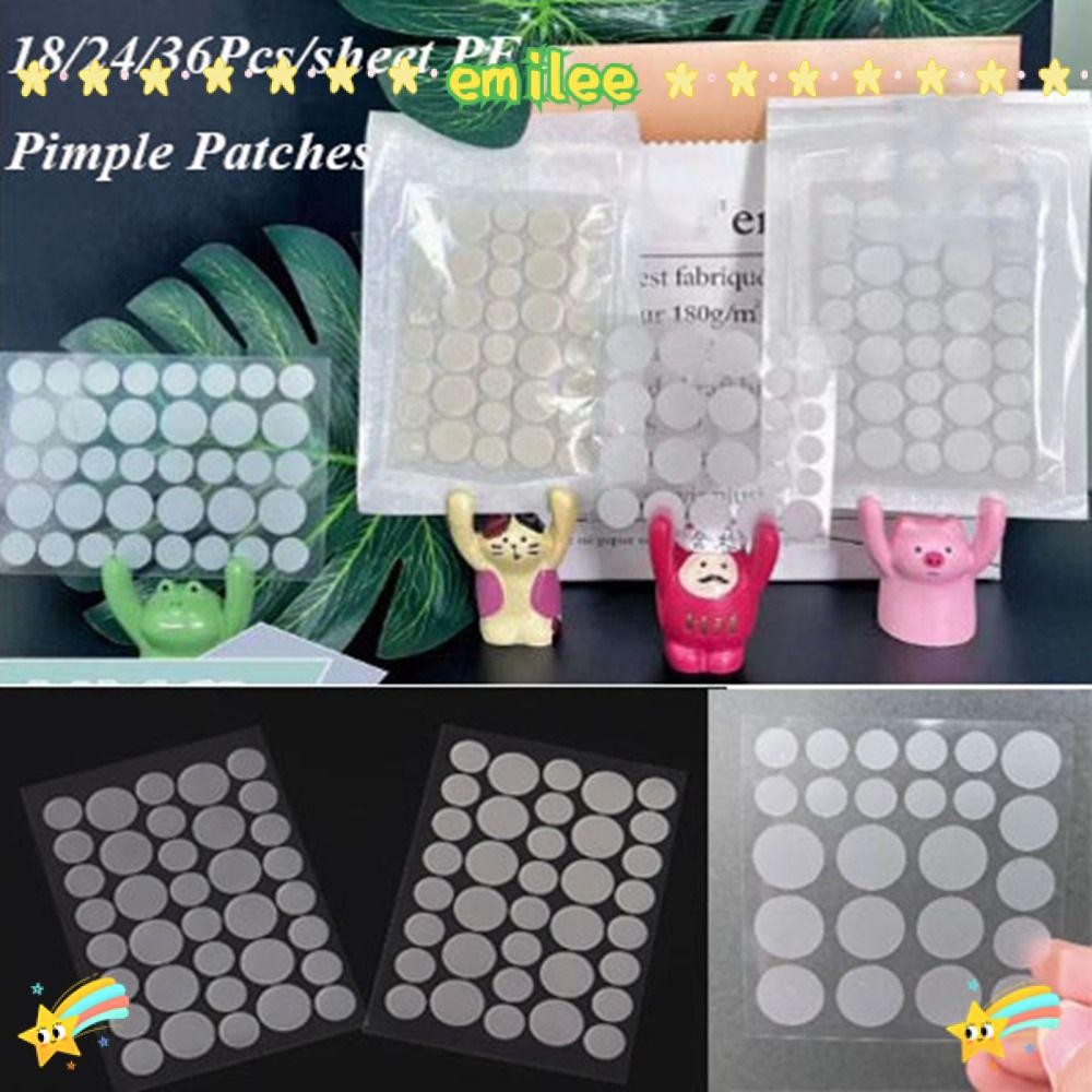 EMILEE 18/24/36Pcs/sheet PE Pimple Patches, Acne Treatment Round Square ...