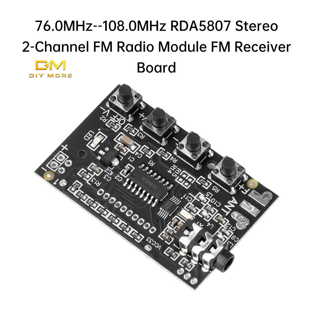 DIYMORE 76.0MHz-108.0MHz RDA5807 Stereo 2-channel FM radio module FM receiver board | Shopee ...