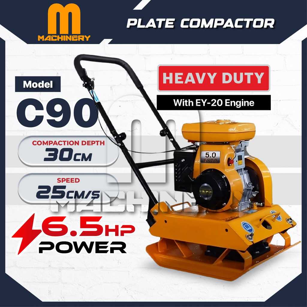 M.Machinery Plate Compactor C90 + 5HP EY20 Petrol Engine | Mesin ...