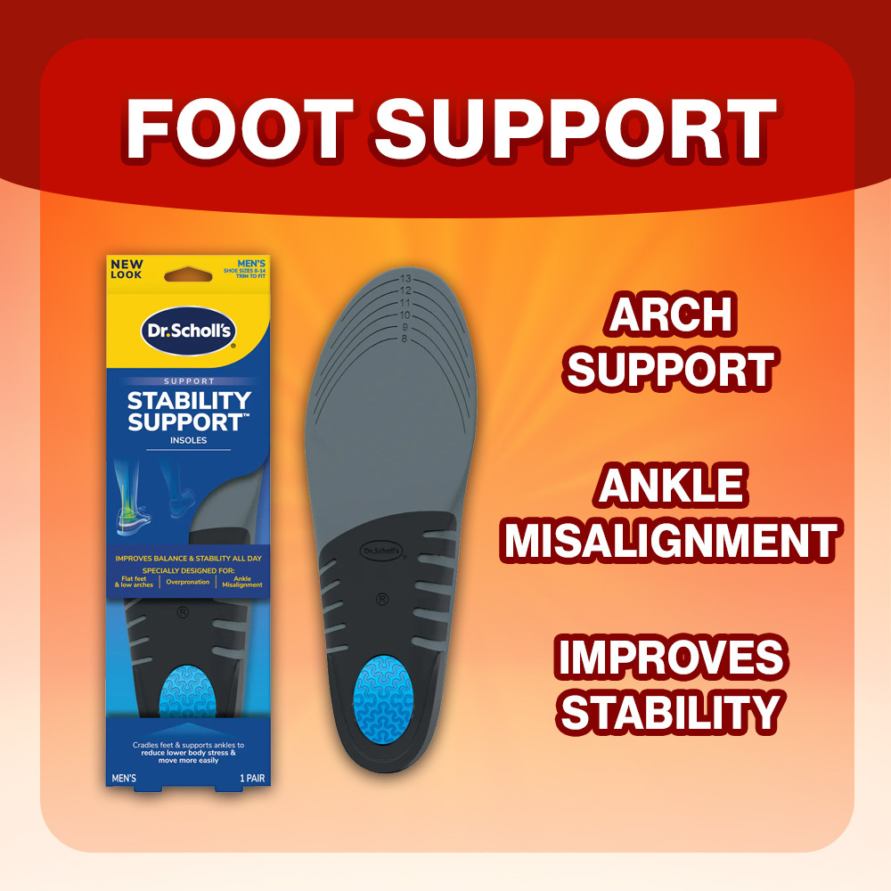 Dr Scholl’s ️Stability Support Insoles For Men Improves Balance Low ...