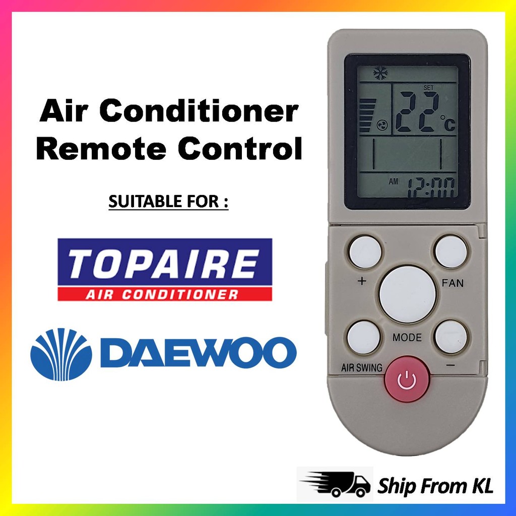 TOPAIRE/DAEWOO Air Cond Aircond Air Conditioner Remote Control ...