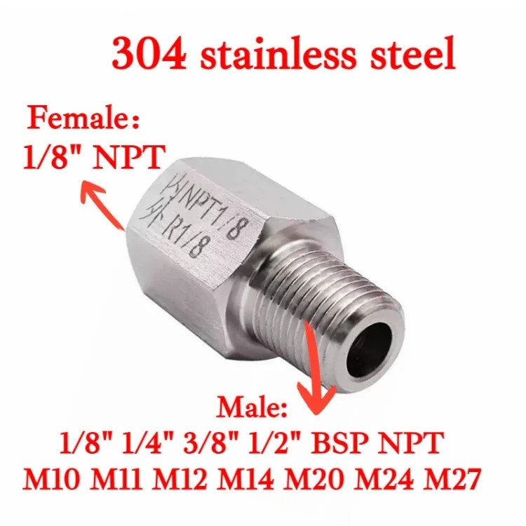 1/8" NPT Female to Male M10 M12 1/8" 1/4" 3/8" BSP Hex Reducer Bushing ...