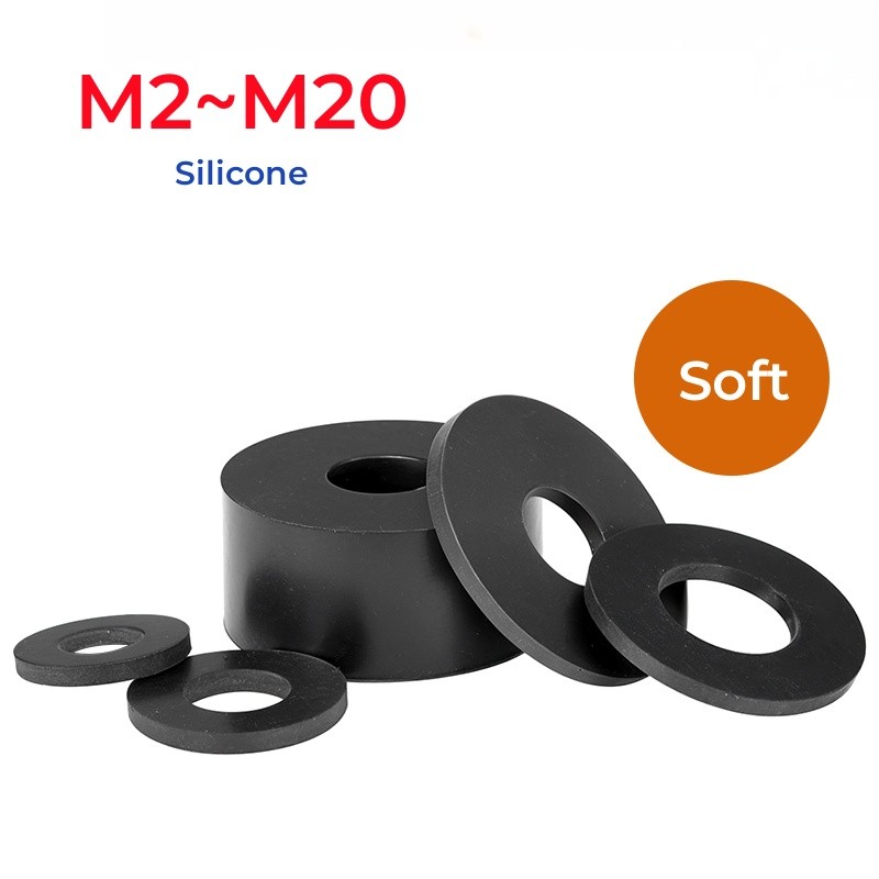 M2 M2.5 M2.7 M3 M4 M5 M6 M8 M10 M12 M16 M20 Black Soft Silicone Flat ...