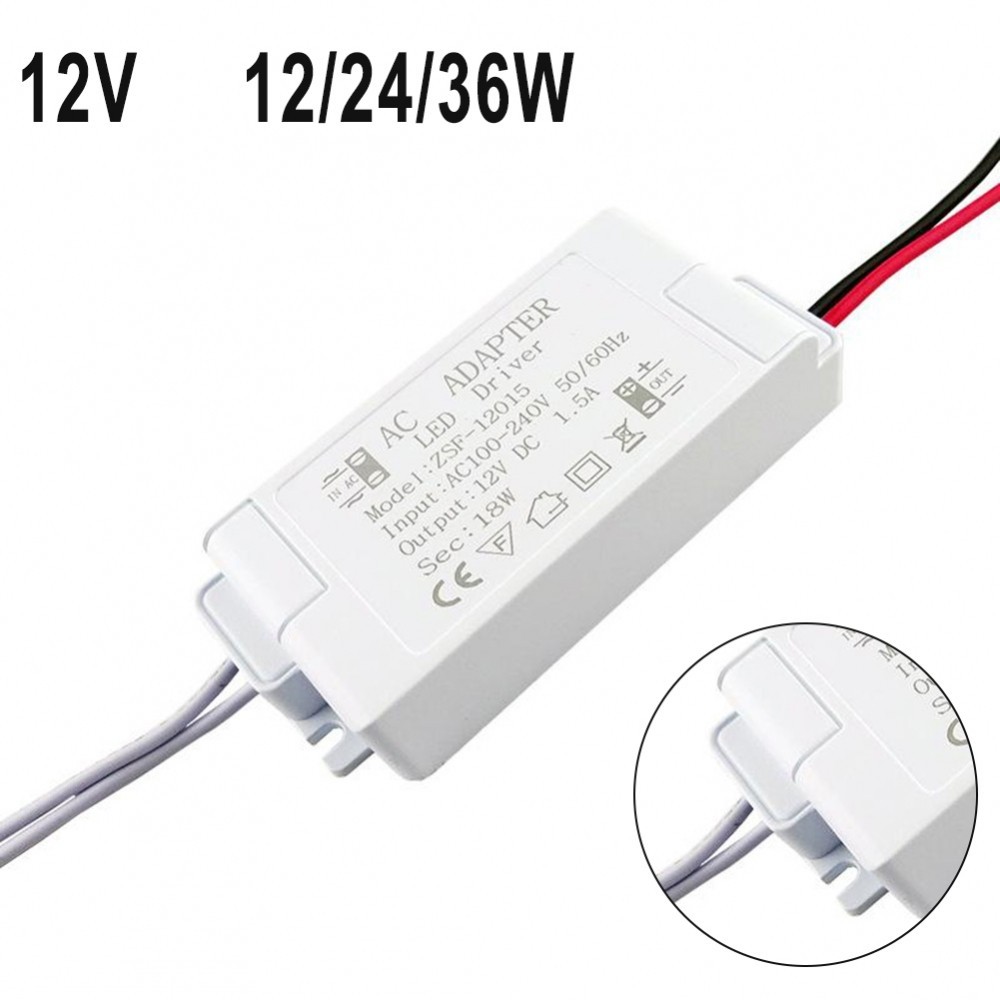 Flicker free LED Driver Adapter AC 220 240V to DC 12V Transformer Power ...