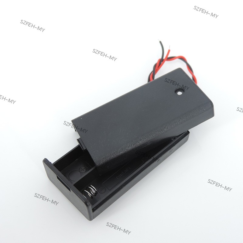 2AA 2XAA 3V Black Battery Storage Case Box Holder Connector ON/OFF ...
