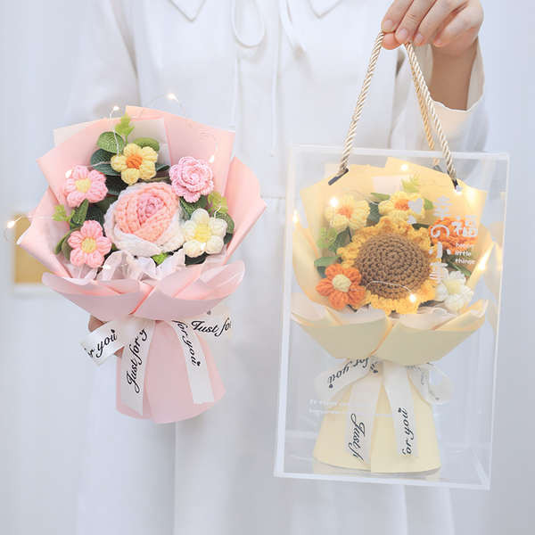 flower bouquet crochet flower Hadiah hari jadi kreatif buatan tangan ...