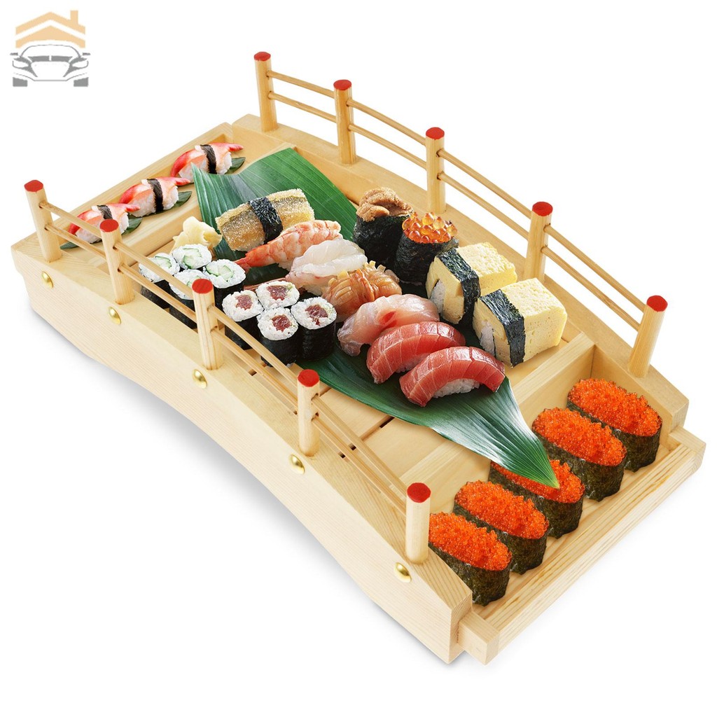 Sushi Serving Tray Wood Sushi Bridge Serving Plate Japanese Style Sushi ...