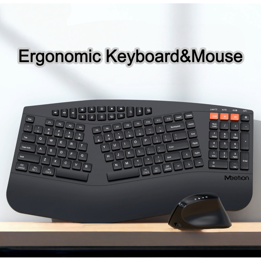Ergonomic Split Bluetooth Wireless Keyboard Mouse Set Vertical Mice ...