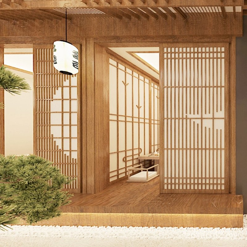 Sliding Door Ear Picking Lattice Door Japanese Style Store Restaurant ...