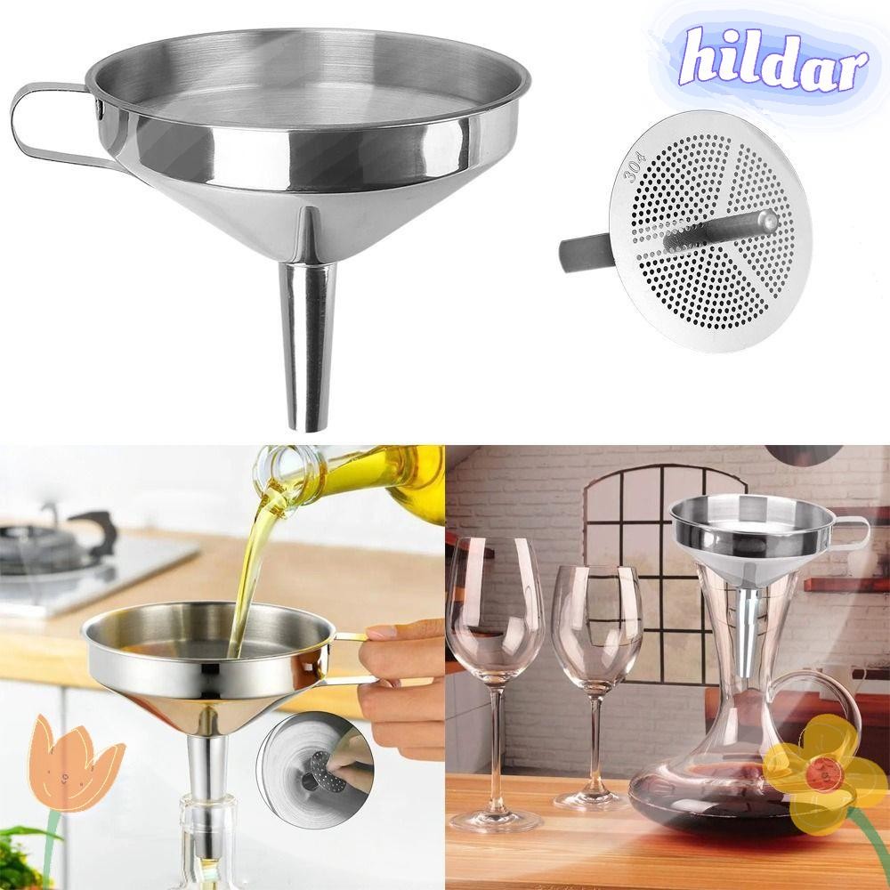 HILDAR Stainless Steel Funnel, Spice Cooking Oil Filter with Detachable ...