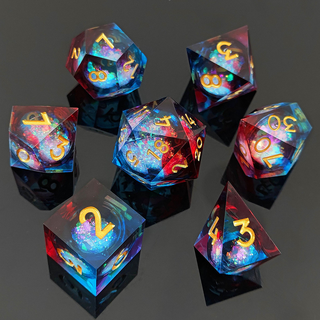 Set 7pcs Polyhedral Dices DND MTG Board Game dice Resin COC Running Group Dice Set DND Dungeons ...