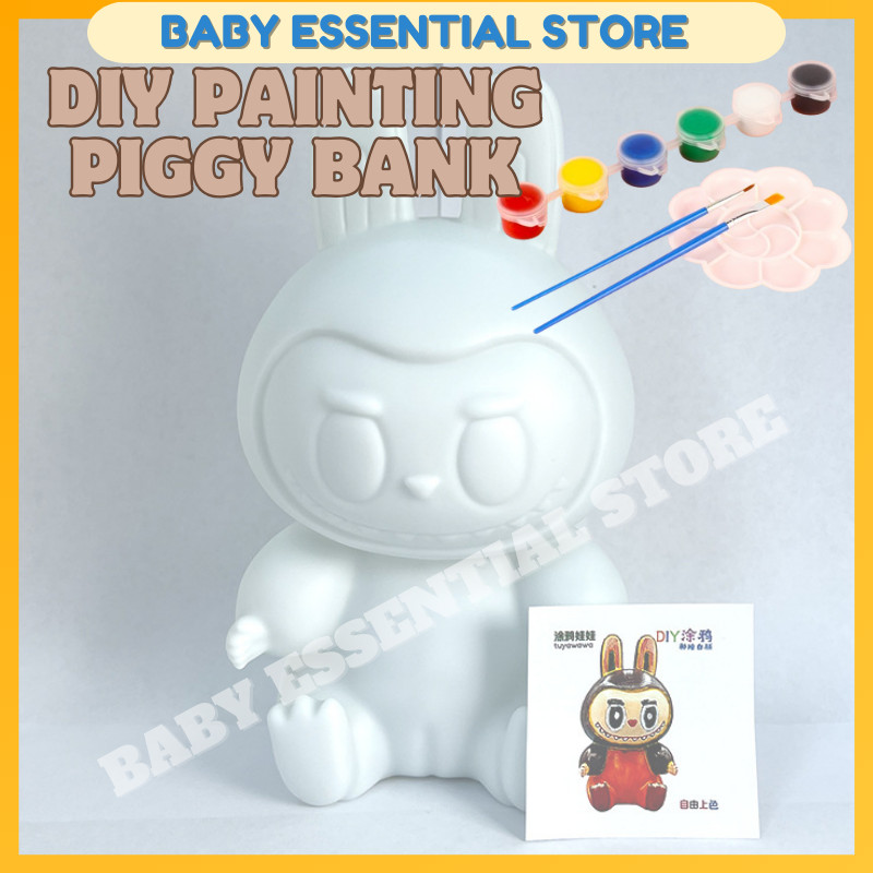 Fluid Painting DIY Paint Coin Box Labubu The Monster Piggy Bank ...