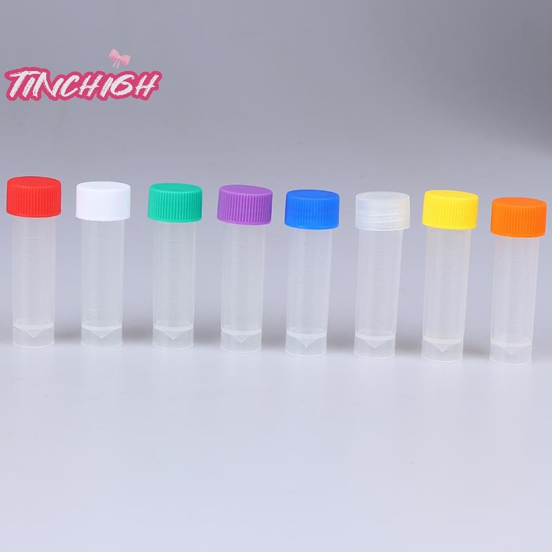 [TinchighM] 10Pcs 5ml Plastic Test Tubes Vial With Screw Seal Cap Pack ...
