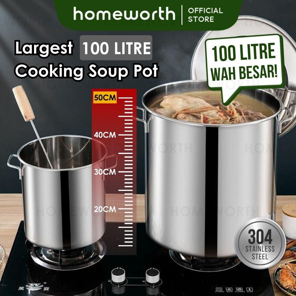 HOMEWORTH Extra Big Thick Stainless Steel Stock Pot/Cooking Pot/Soup ...