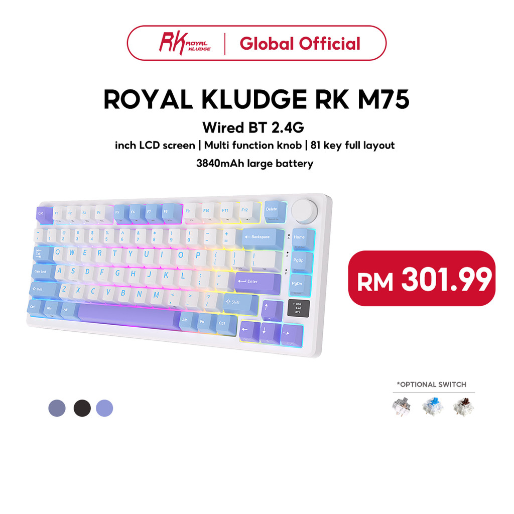 RK ROYAL KLUDGE RKM75 Taro Milk 81 Keys Gasket Wireless Mechanical ...