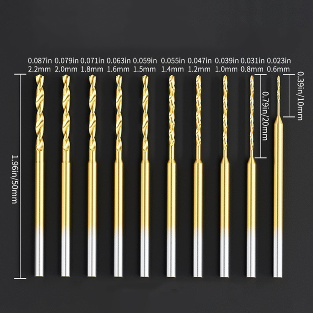 Compact Tiny Drill Bits Size Range from Point Six mm to Two Point Two ...