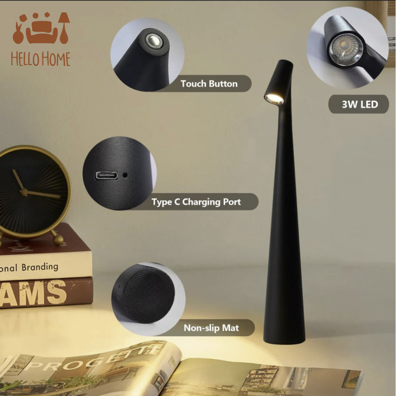 Battery Cordless Table Lamp Cordless Led Portable Desk Touch Dimmable ...