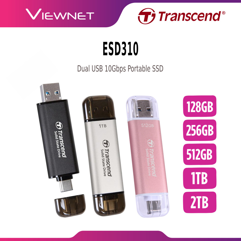 TRANSCEND ESD310C / ESD310S / ESD310P DUAL USB 10GBPS PORTABLE EXT SSD ...