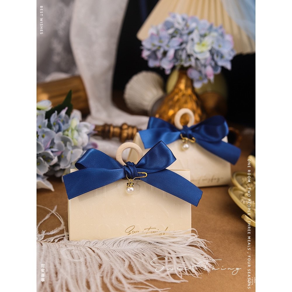 Kotak Gula-gula Perkahwinan Biru Kotak Hadiah Gula-gula Niche mewah ...
