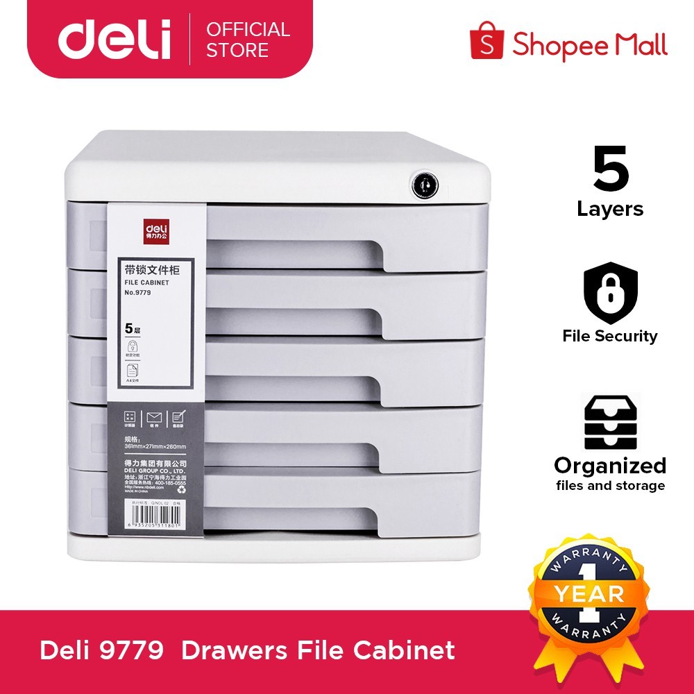 Deli E9779 5 Drawers File Cabinet | Shopee Malaysia