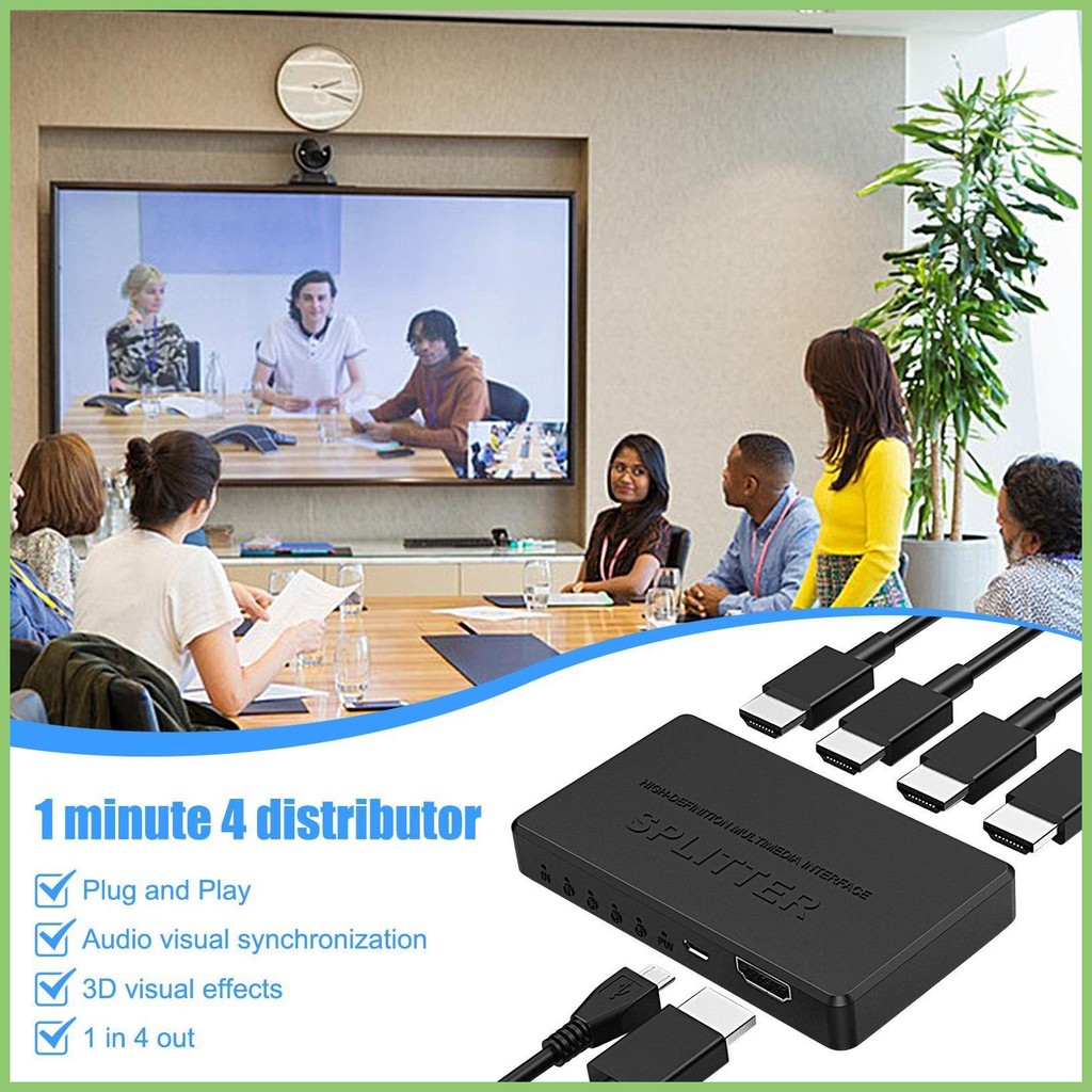 HD Splitter For Double Monitors 4K Splitter 1 In 4 Out HD Cable ...