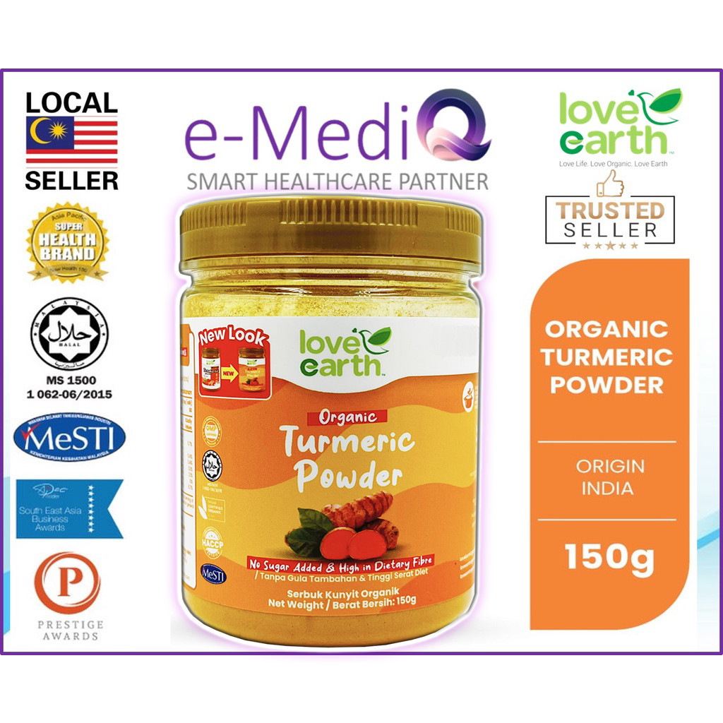 Love Earth Organic Turmeric Powder/ Serbuk Kunyit - BIG SIZE 150g [New ...