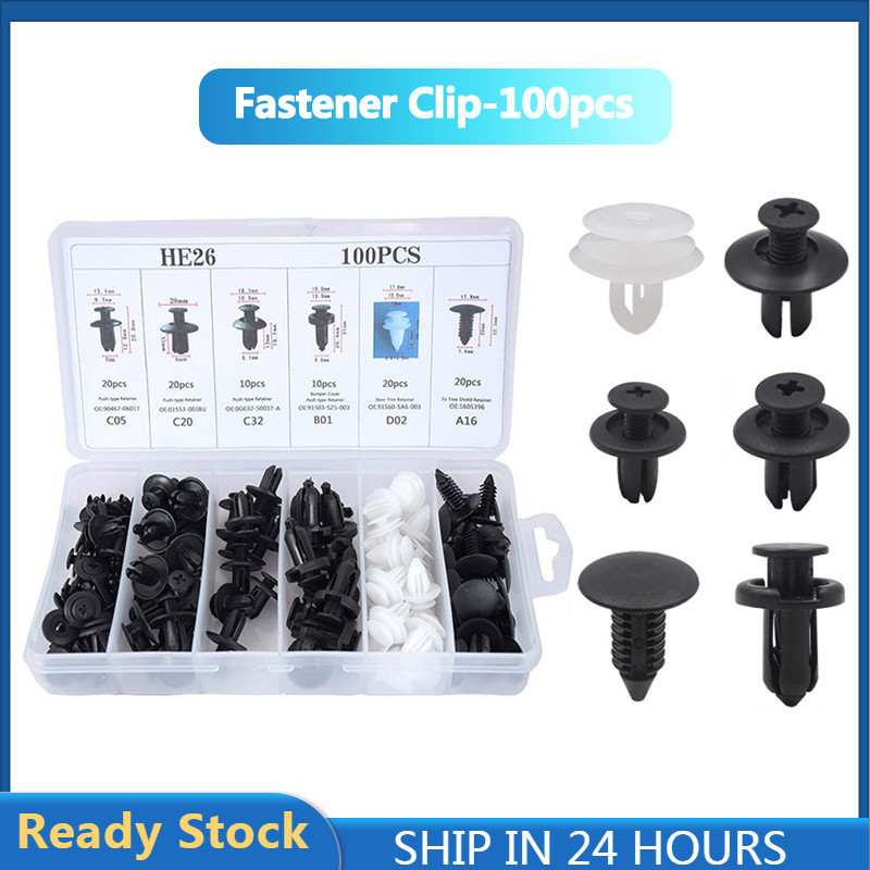 100Pcs/box Auto Nylon Fastener Clip Car Body Push Retainer Pin Car ...