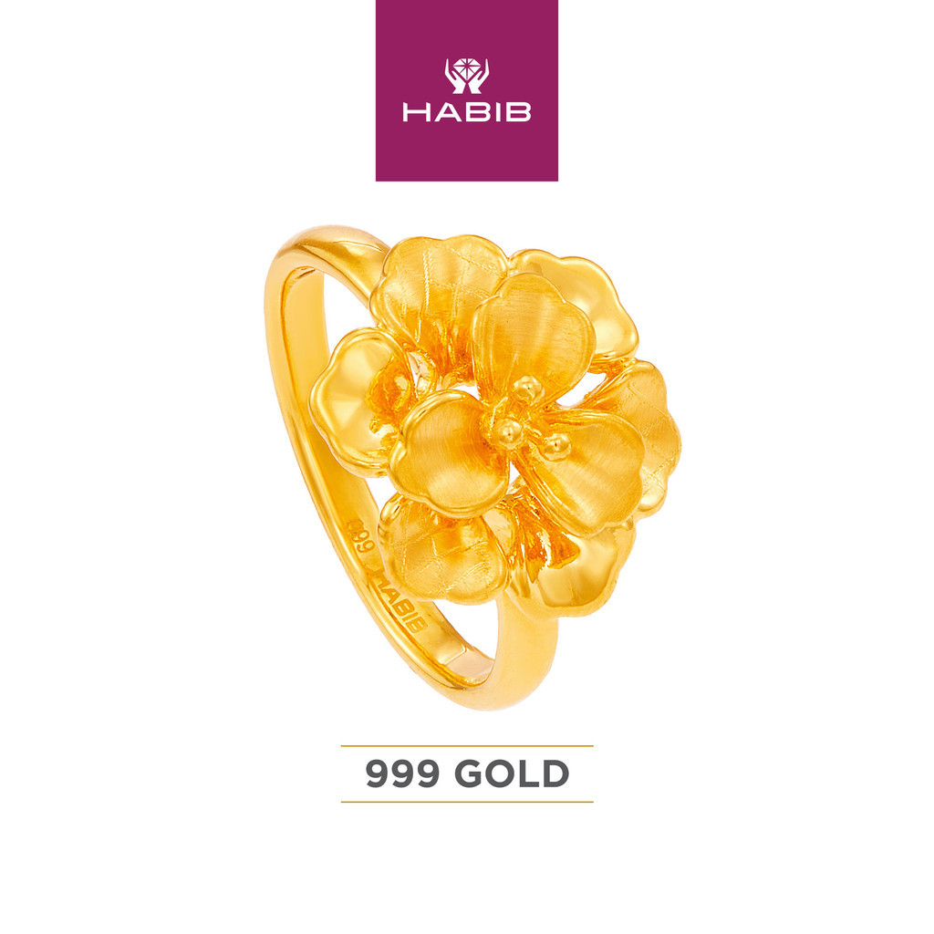 HABIB 999/24K Yellow Gold Ring (Flower) 9GR00211024 | Shopee Malaysia