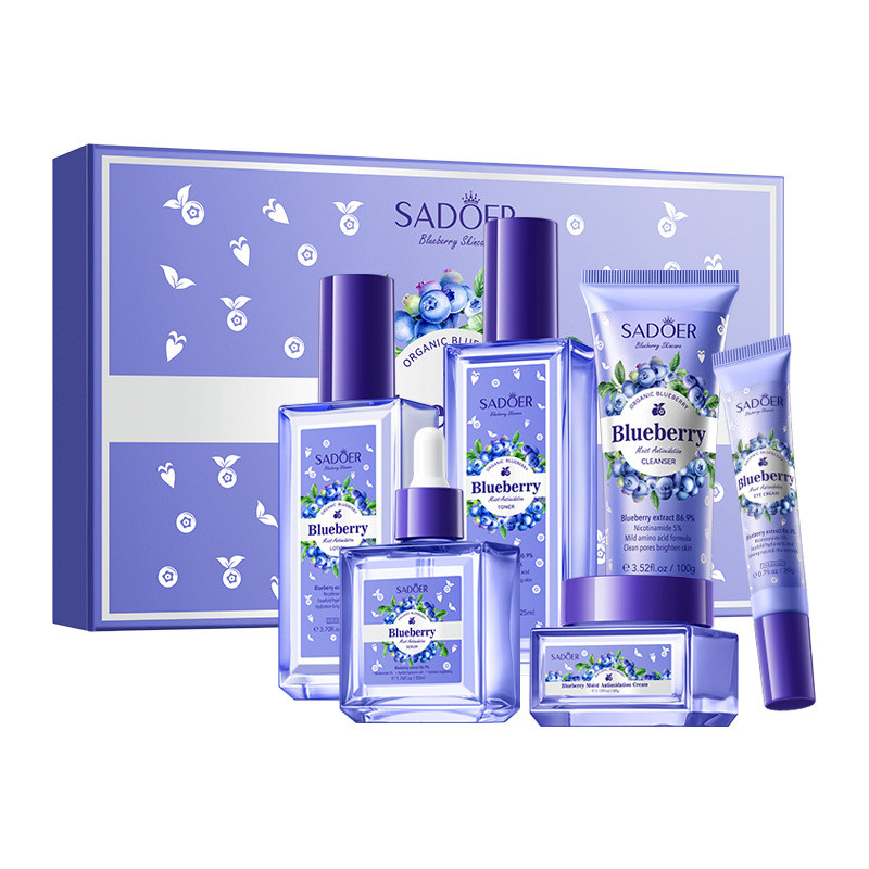 🌟6in1 Skin care Set🌟SADOER blueberry hyaluronic acid moisturizing hydrating skin care set ...