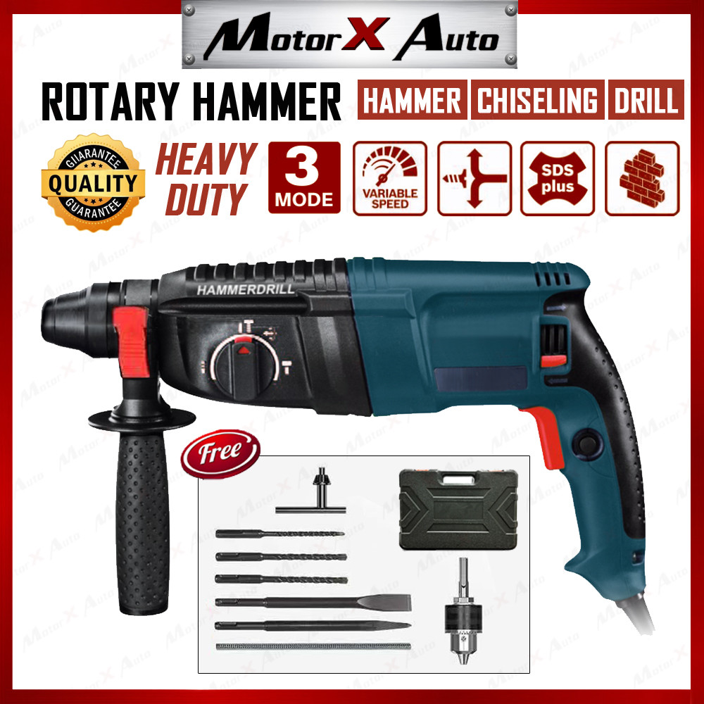 2200W Rotary Hammer Drill Power Impact With Handle 3 Mode Adjustable ...