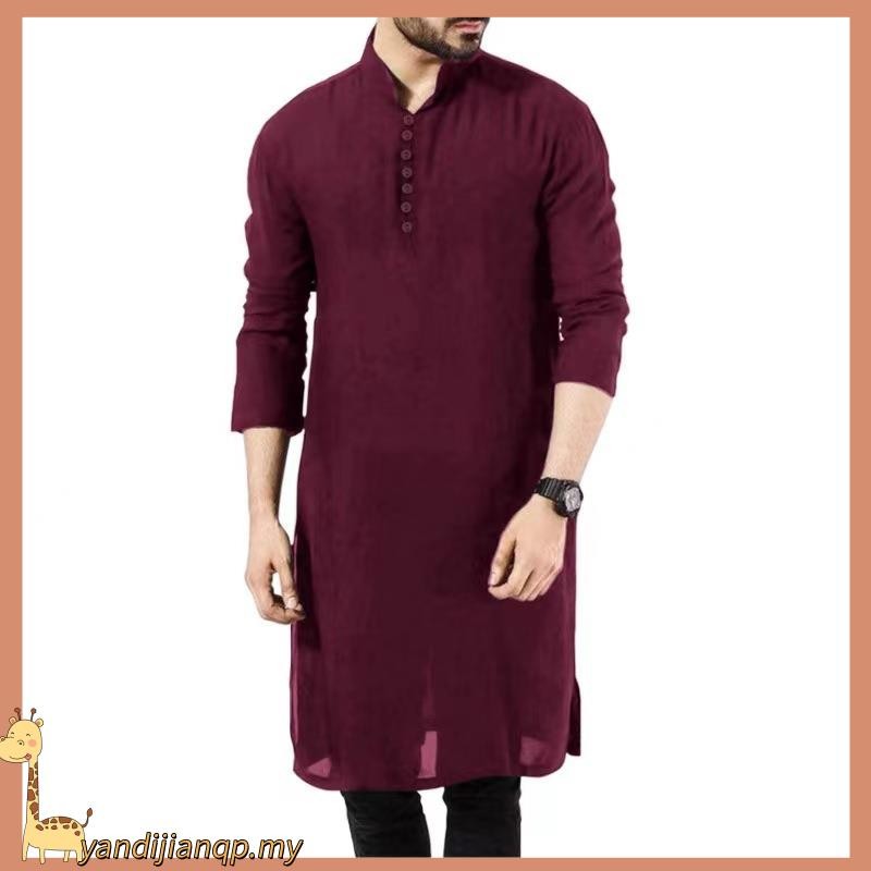 2020 Lelaki Men's Indian Bollywood Kurta Shirt Collarless V Neck Tops ...