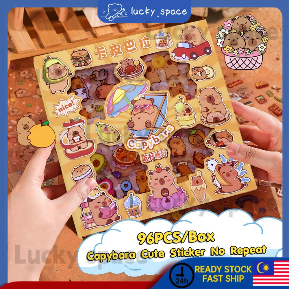 96Pcs/ Box Capybara Stickers Set Kids DIY Gift Box Waterproof Children ...